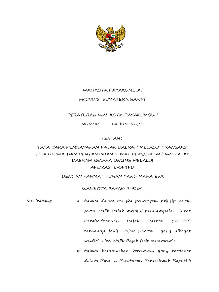 Tata Cara Pembayaran Pajak Online Payakumbuh | PDF