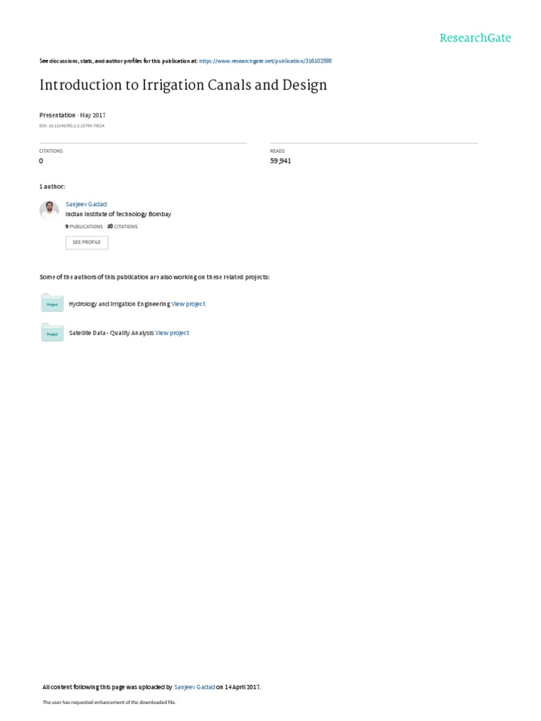 Introduction to the Design of Irrigation Canals: An Overview of Canal ...