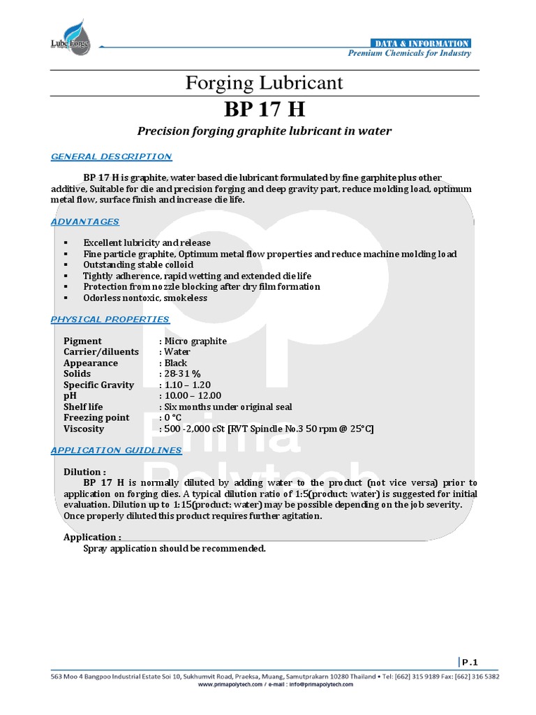Precision Forging Graphite Lubricant in Water | PDF