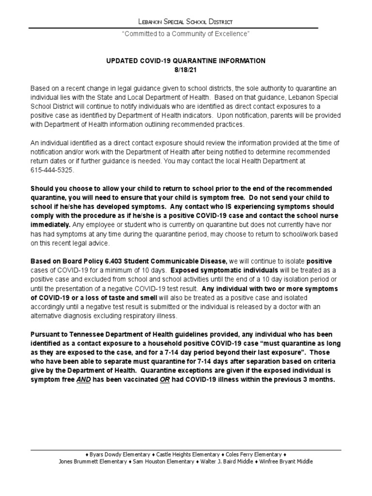 Updated COVID-19 Quarantine Information | PDF | Quarantine | Diseases ...