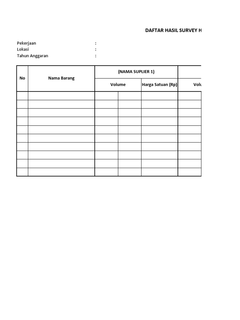 Daftar Hasil Survey Harga-Hps | PDF