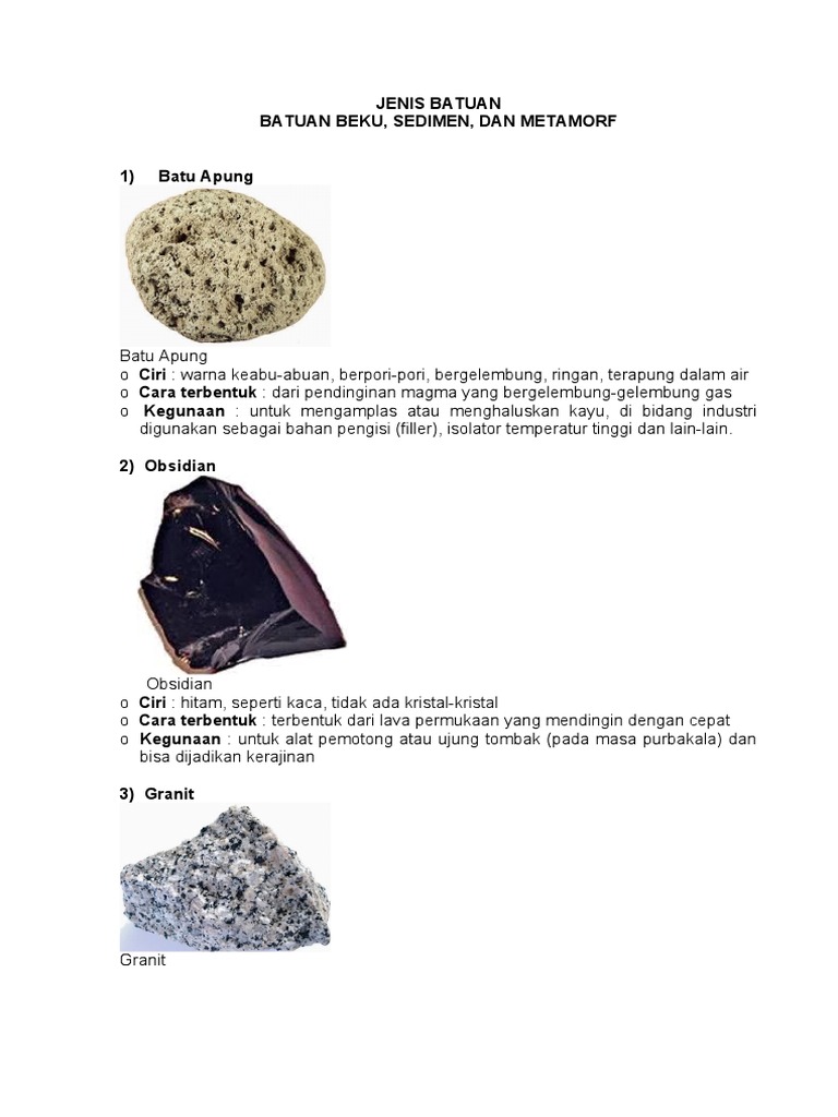 Jenis-Jenis Batuan Alam dan Ciri-Cirinya | PDF