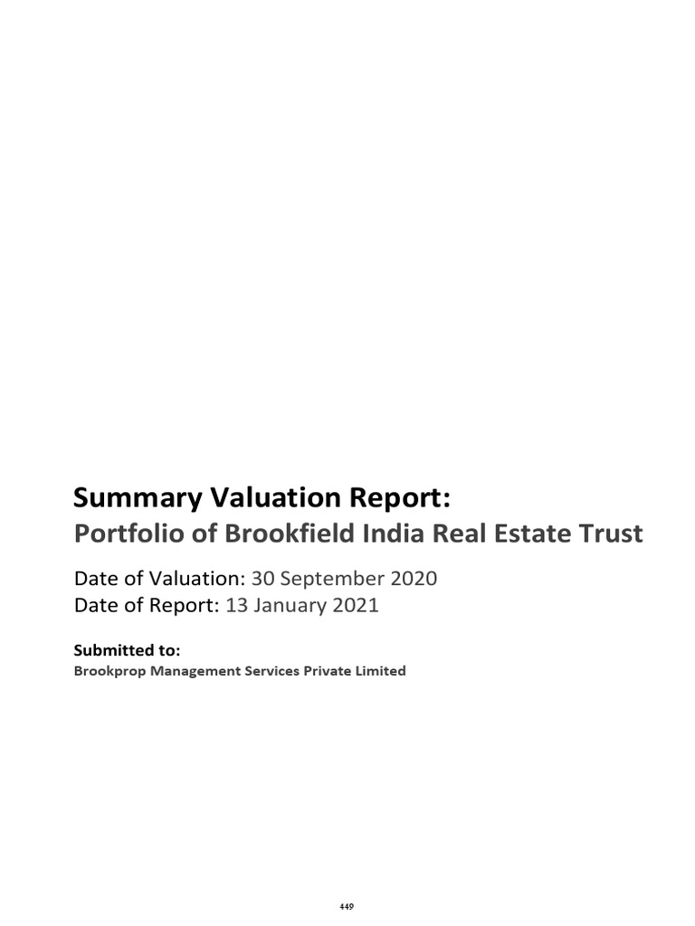 C&W Valuation Report - Brookfield REIT - Feb 2021 | PDF | Valuation ...
