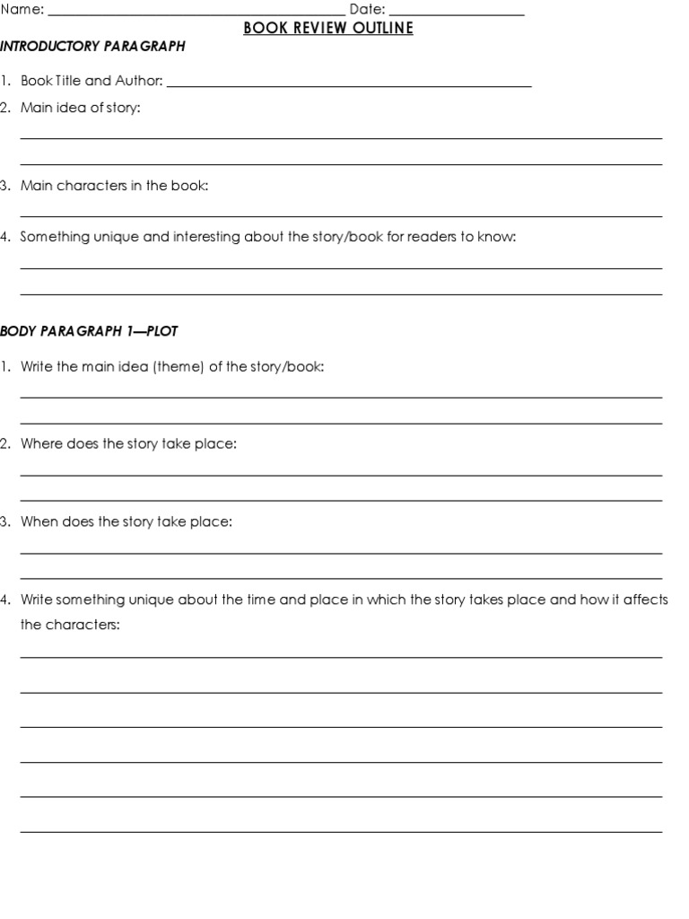 Book Review Outline Template | PDF | Books