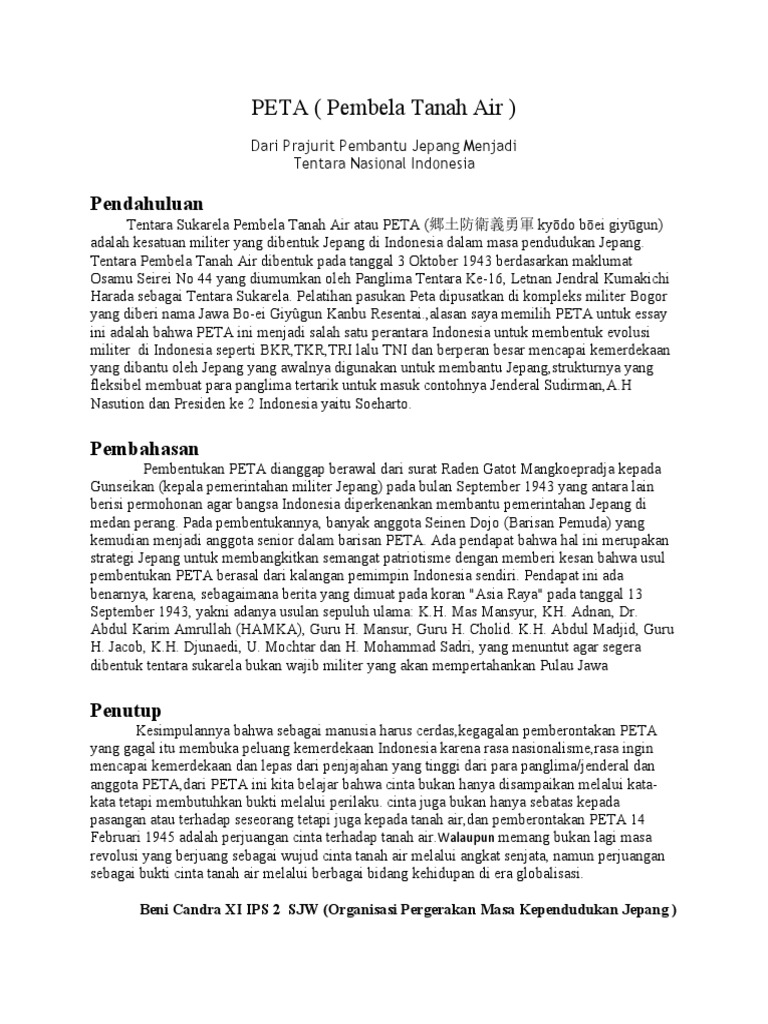 Beni Candra - PETA - Dari Prajurit Pembantu Jepang Menjadi TNI | PDF | Perjalanan | Sejarah