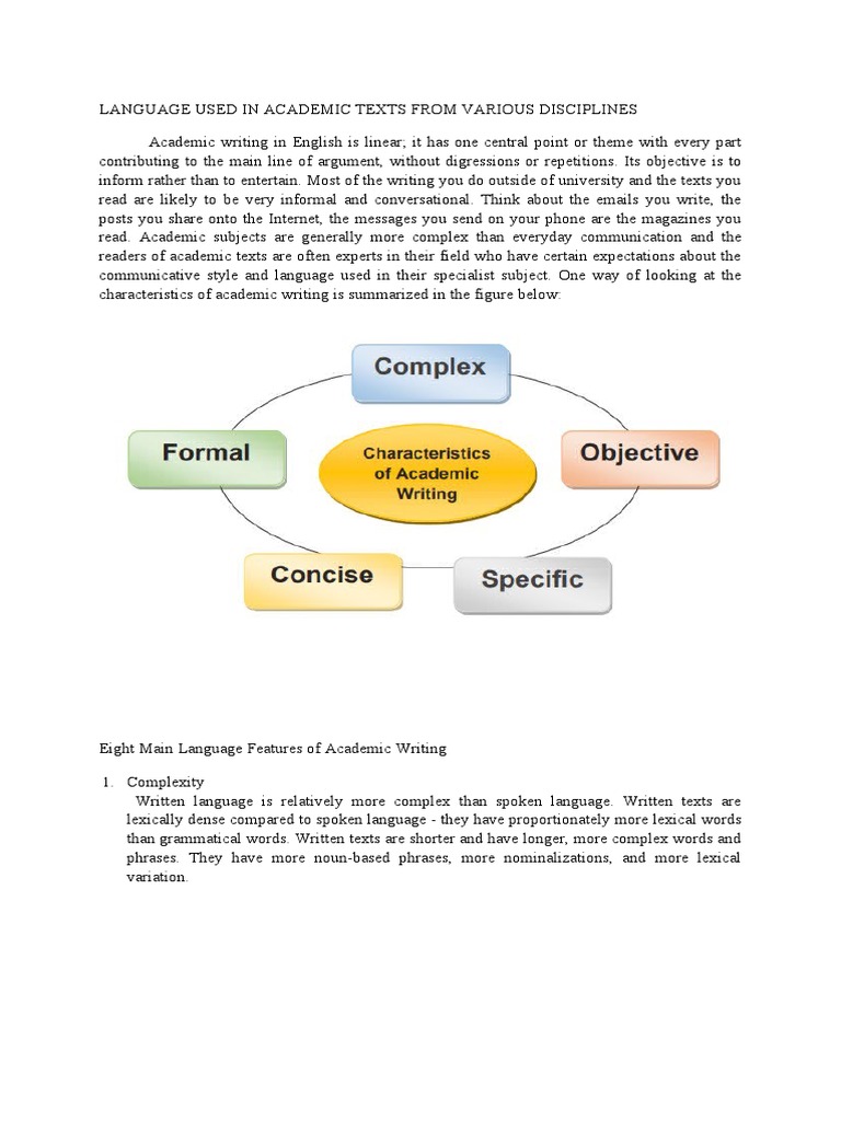 Language Used in Academic Texts From Various Disciplines | PDF | Essays ...