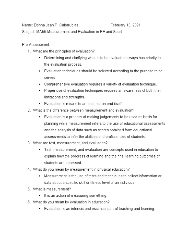 Pre Assessment | PDF | Educational Assessment | Evaluation