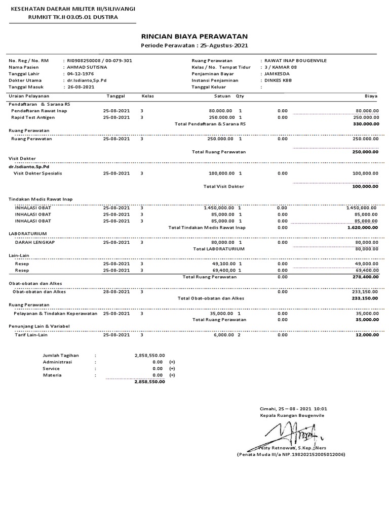 Edit Rincian Rawat | PDF | Pengelolaan Keuangan & Uang | Griya & Taman