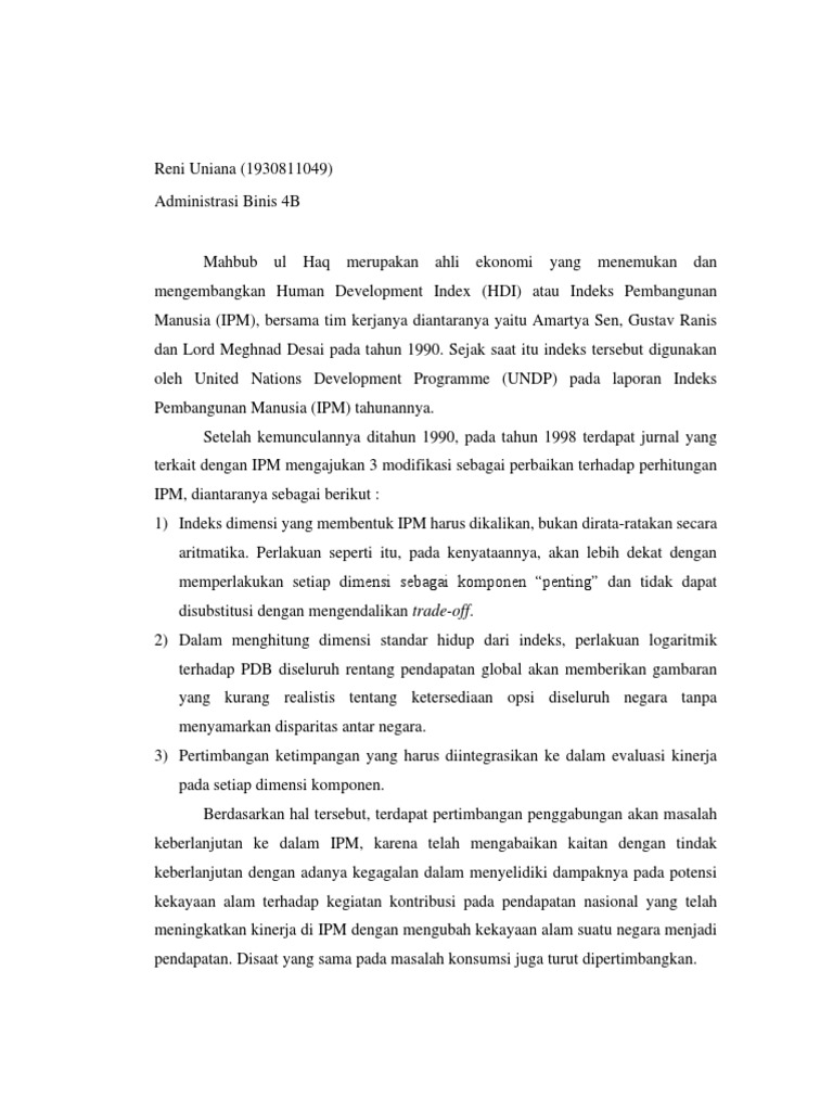 Resume Ilmuwan Muslim (Mahbub Ul Haq) | PDF