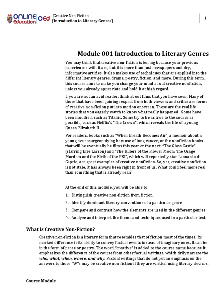 Introduction To Literary Genres | PDF | Creative Nonfiction | Poetry