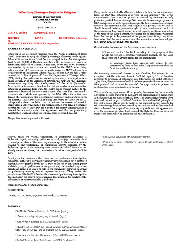 Jeffrey Liang (Huefeng) vs. People of The Philippines: Supreme Court ...