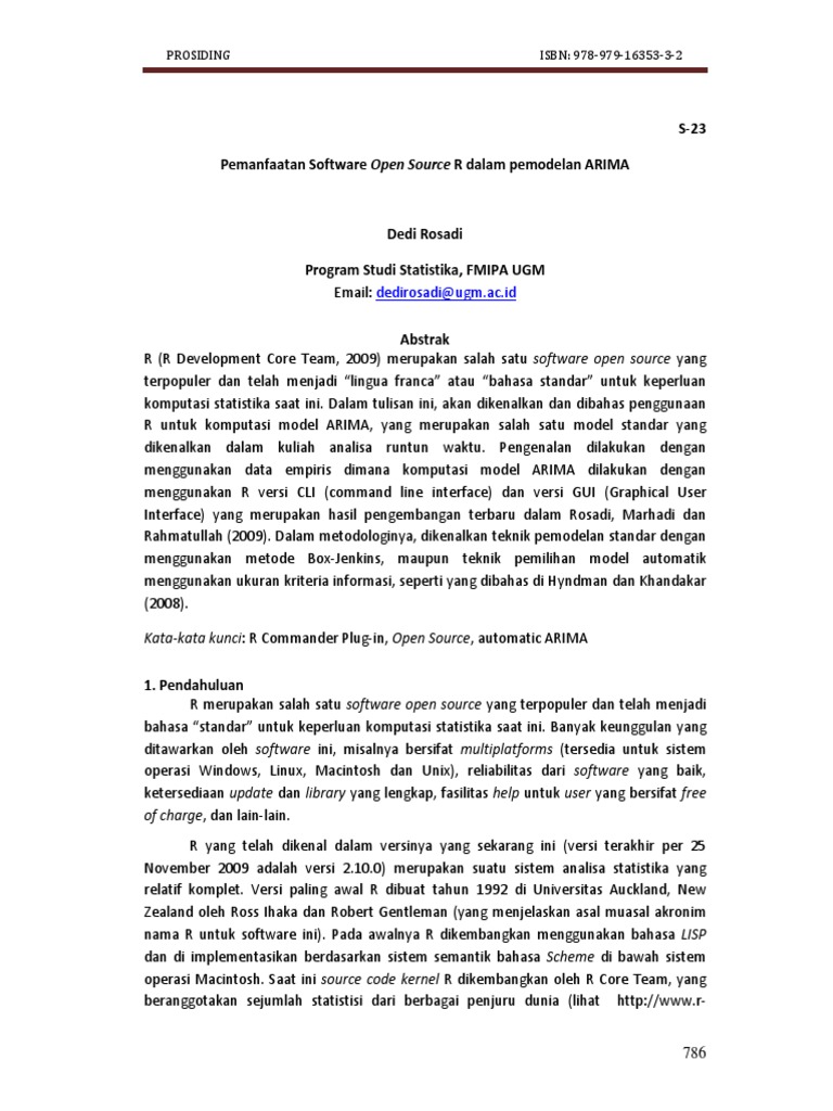 Pemodelan ARIMA dengan R Open Source | PDF