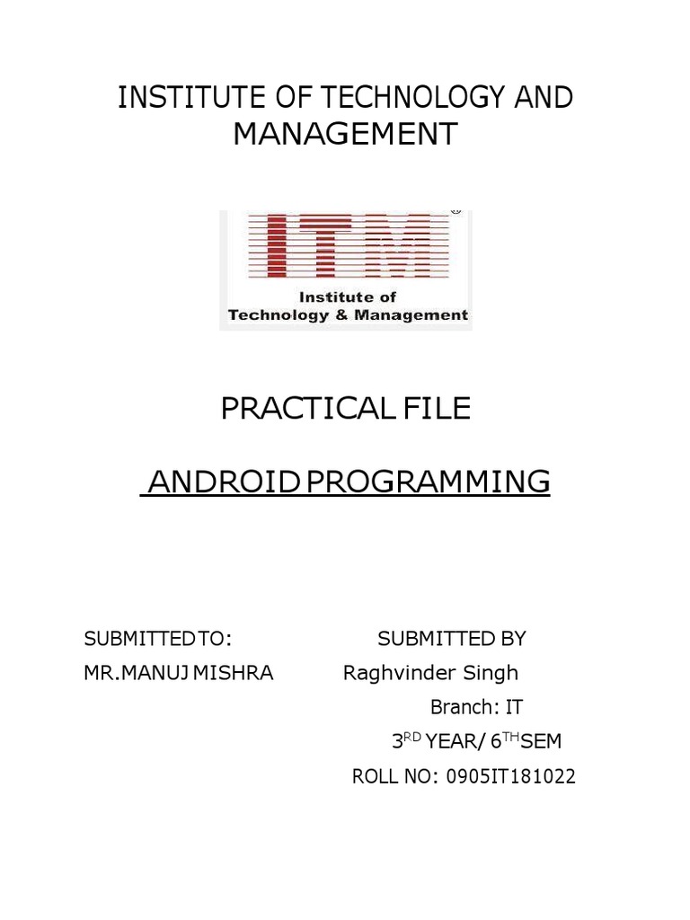 Android Practical File (IT-602) | PDF | Android (Operating System) | Application Software