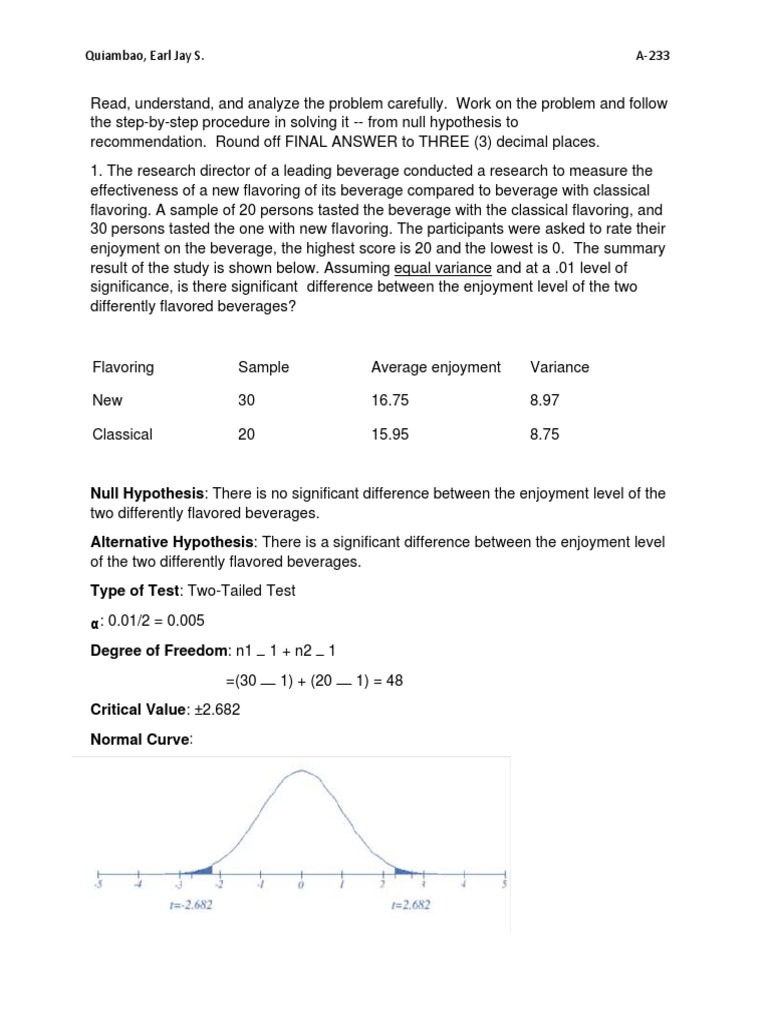 Quiambao, Earl Jay S. - A233 - Assignment Module 6 T-Test Two Sample ...