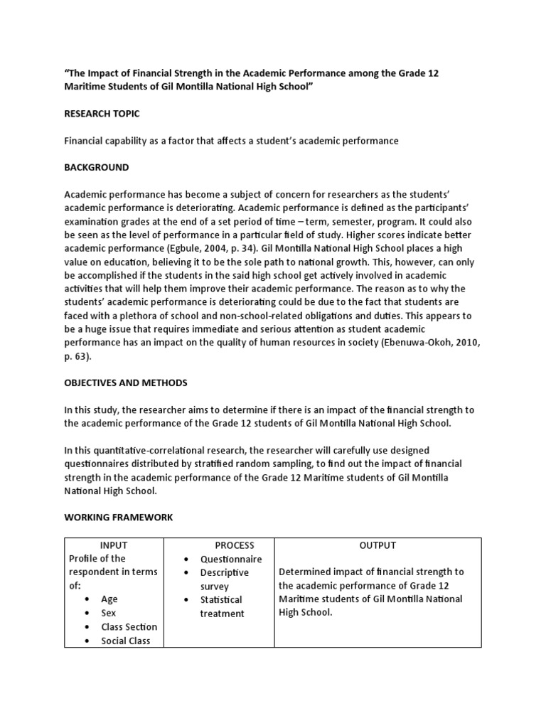 Financial Strength and Academic Performance | PDF | Cognition | Psychology