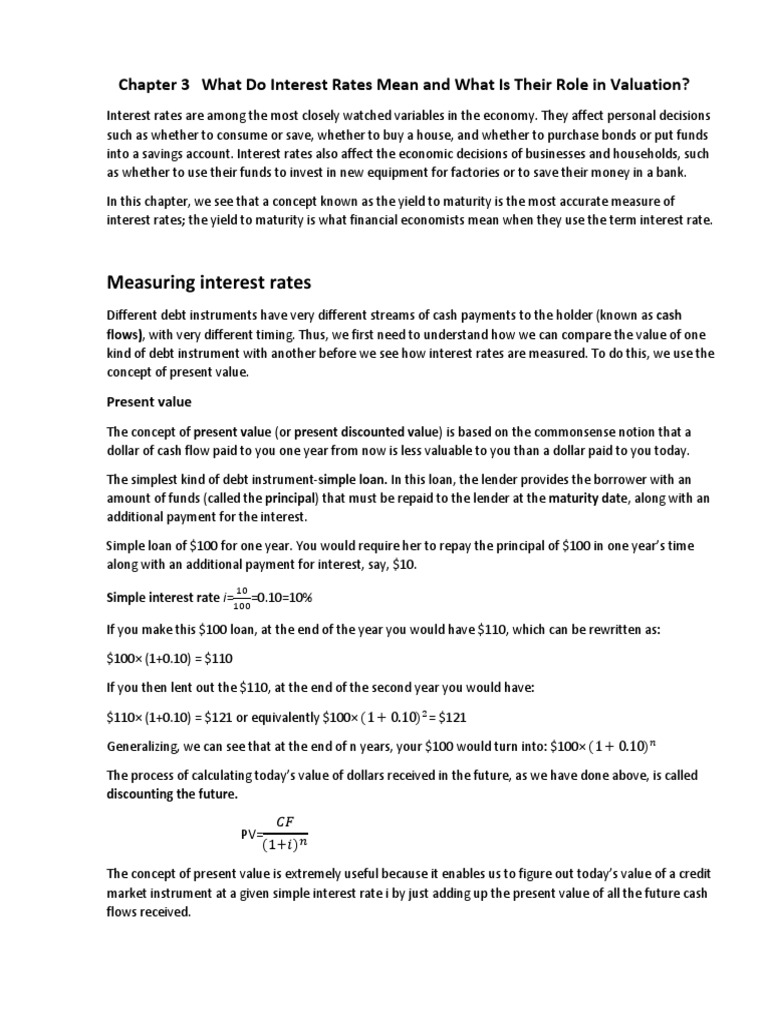 Understanding Interest Rates and Valuation | PDF | Bonds (Finance ...