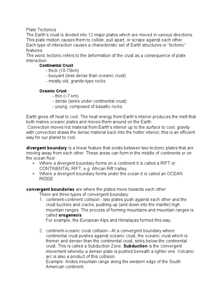 G10 Science Notes - Plate Tectonics | PDF | Plate Tectonics | Earthquakes