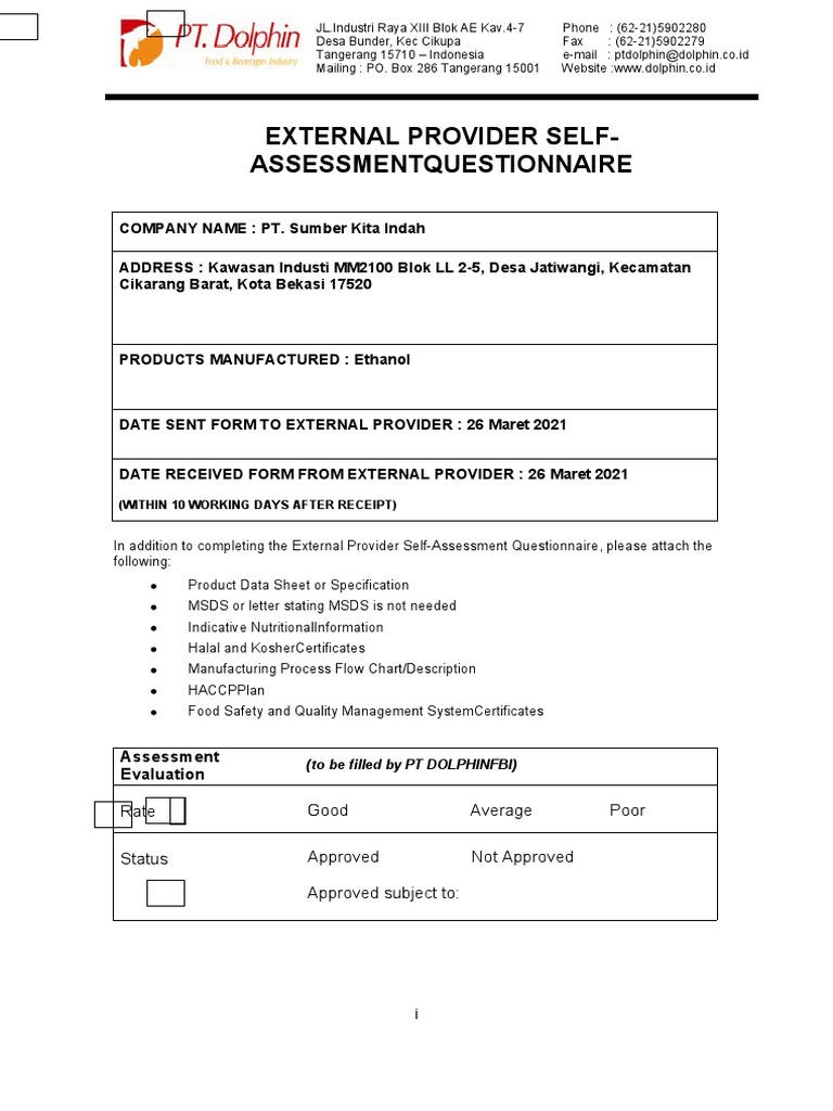 External Provider Audit Questionnaire | PDF | Business