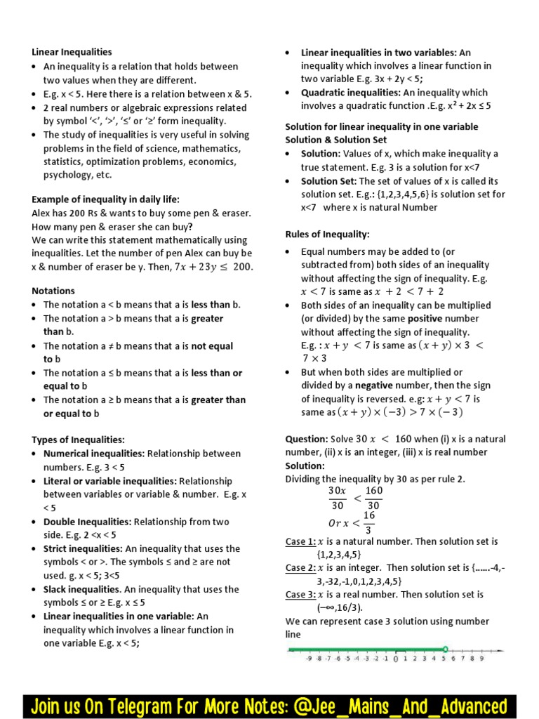 Chapter 6 Linear Inequalities | PDF | Inequality (Mathematics ...