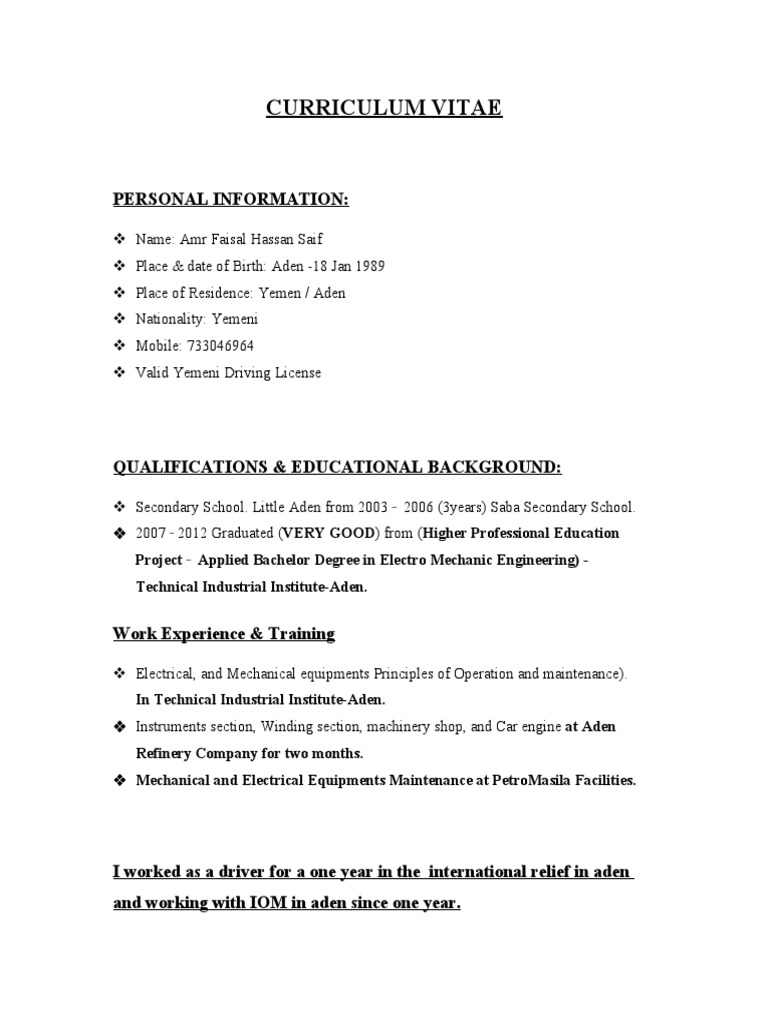 Curriculum Vitae: Personal Information | PDF