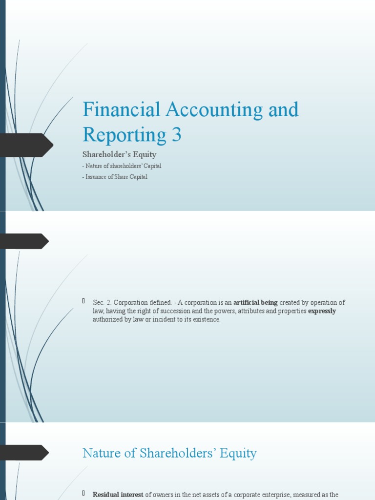 Shareholders Equity Part 1 Pdf Equity Finance Stocks