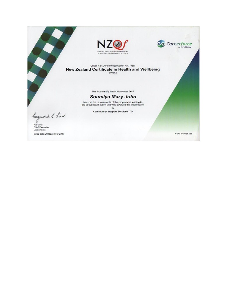 New Zealand Certificate in Health and Wellbeing Level 2 | PDF