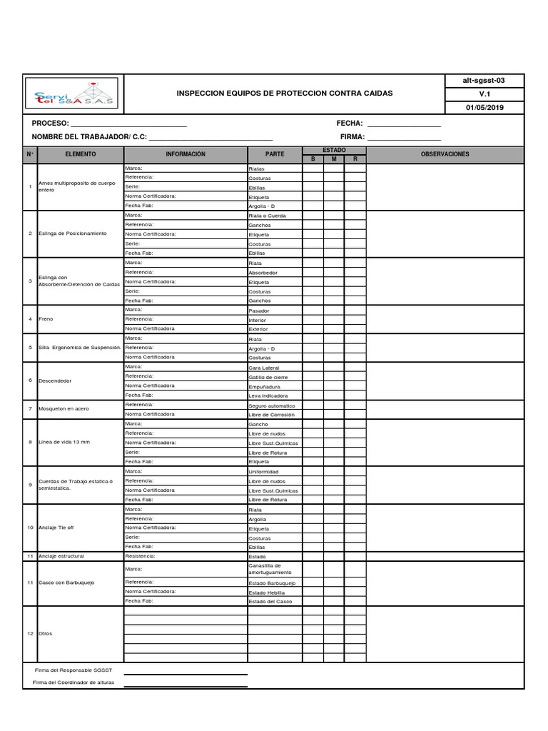 Formato Inspeccion Epcc | PDF
