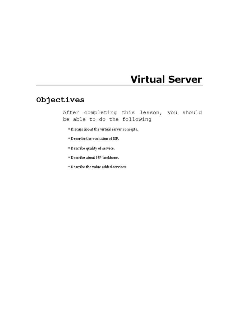 Virtual Server and ISP Overview Guide | PDF | Computer Network | Internet