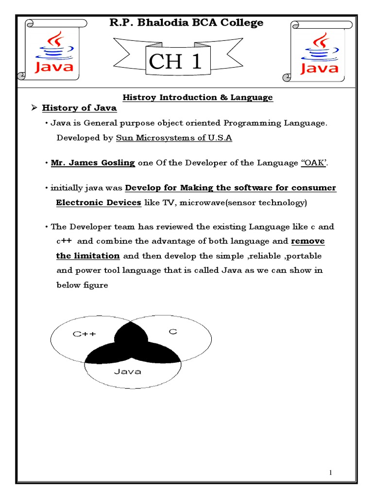 R.P. Bhalodia BCA College: History of Java | PDF | Java (Programming ...