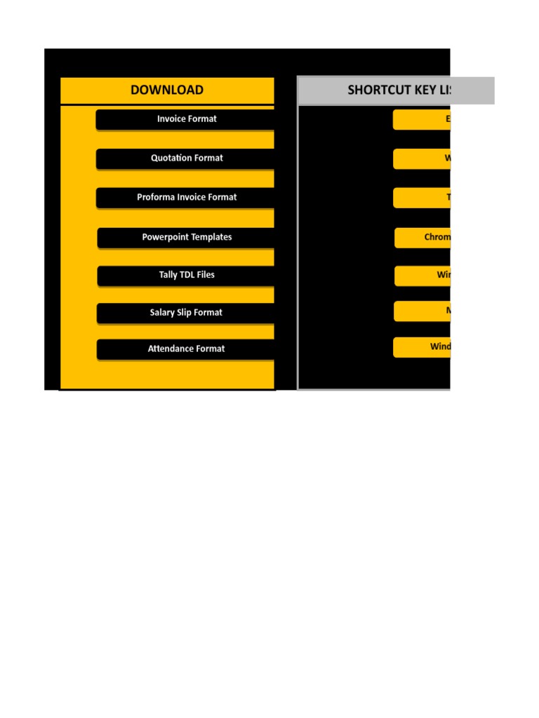 Shortcut Key List: Invoice Format | PDF | Microsoft Excel | System Software
