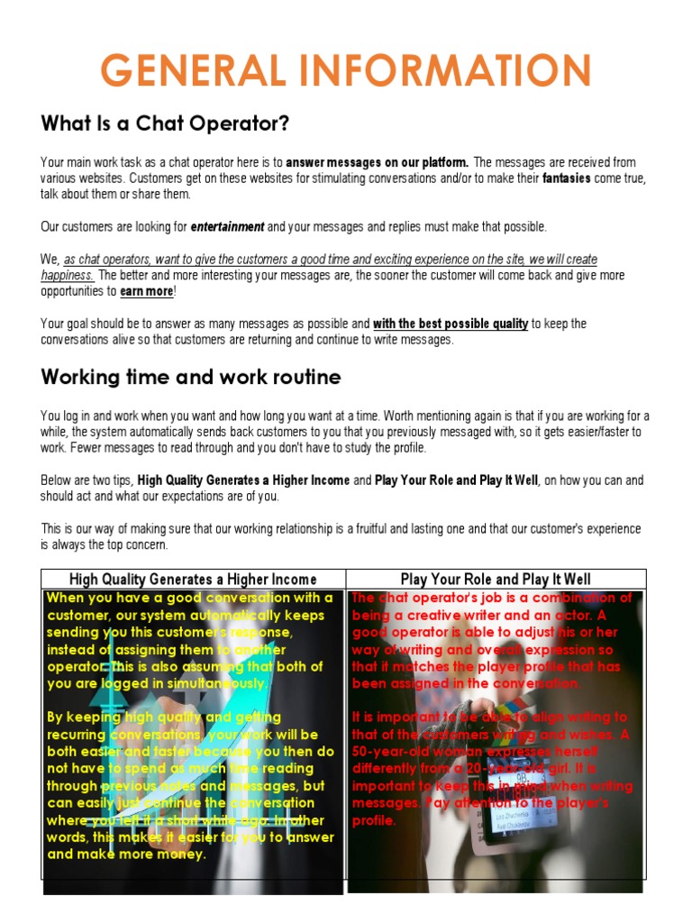 General Information: What Is A Chat Operator? | PDF | Conversation ...