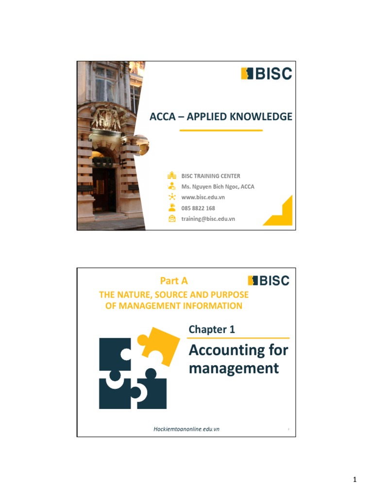Accounting For Management: Acca - Applied Knowledge | PDF | Management ...