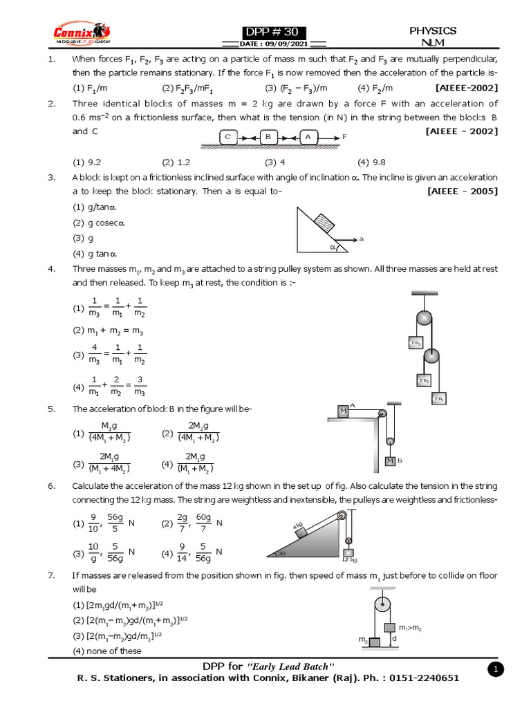(AIEEE-2002) : Physics NLM | PDF | Force | Tension (Physics)