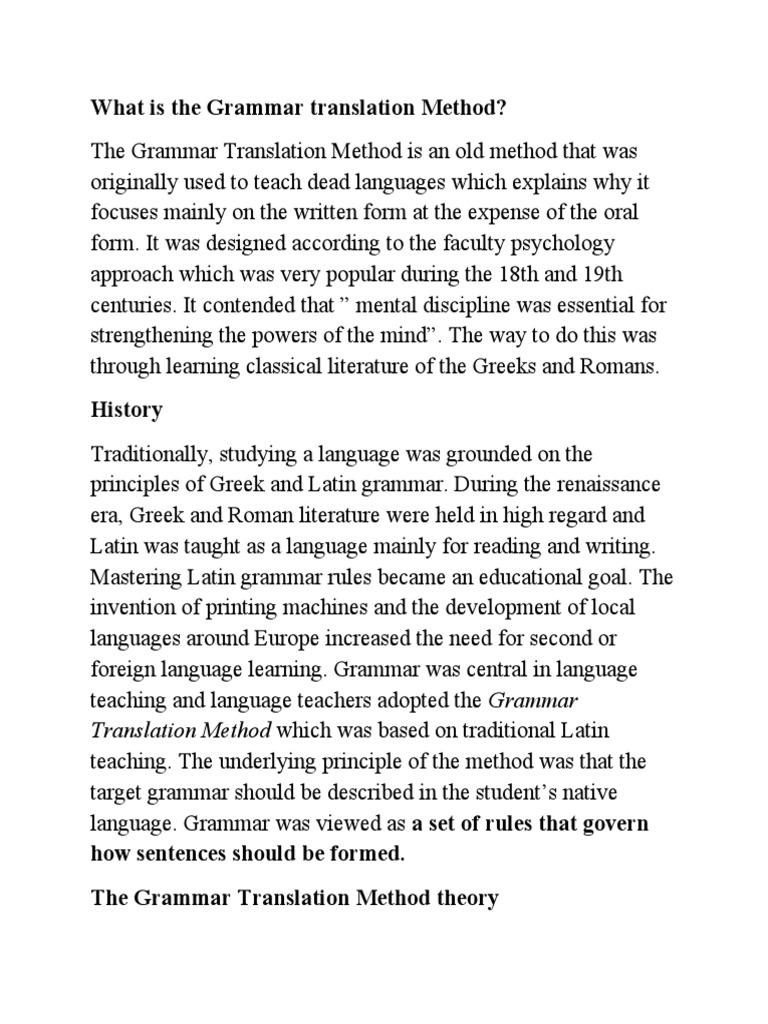 What Is The Grammar Translation Method | PDF | Translations | Language ...