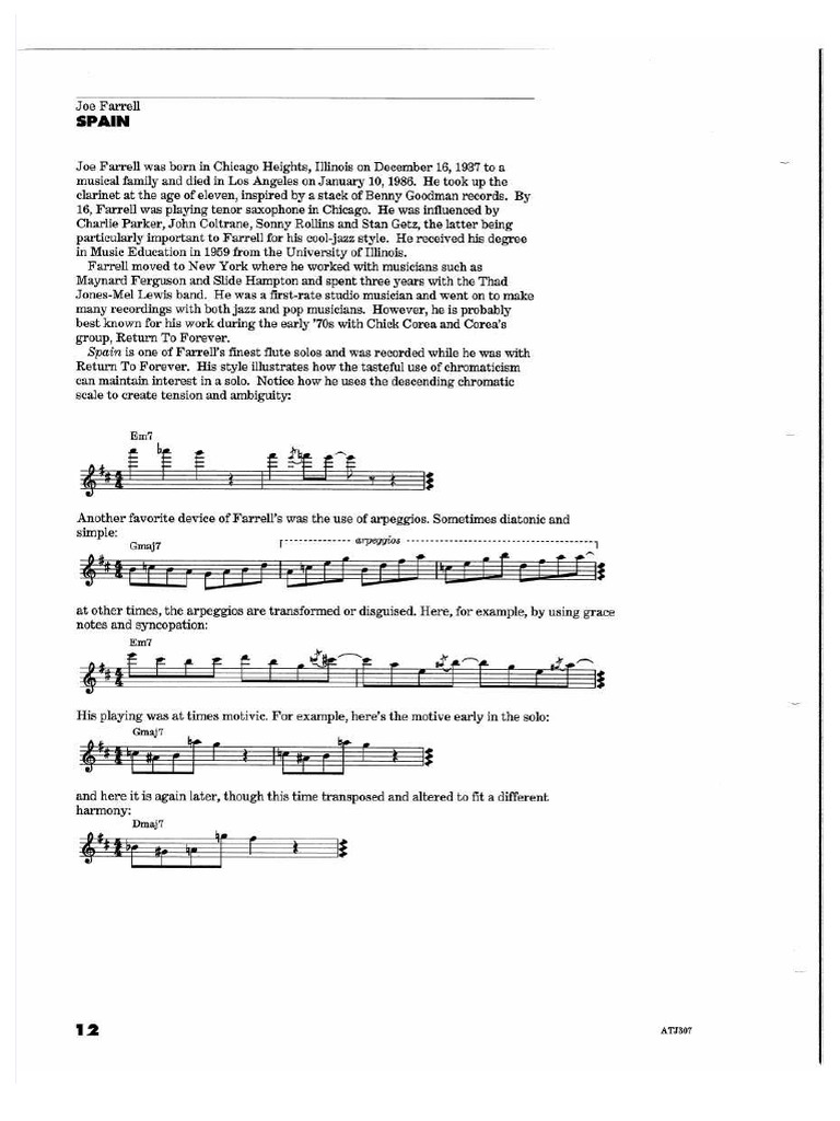 Spain - Joe Farrell - Solos-For-Jazz Flute | PDF