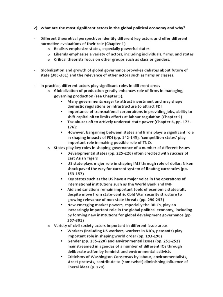 2 - What Are The Most Significant Actors in The Global Political ...