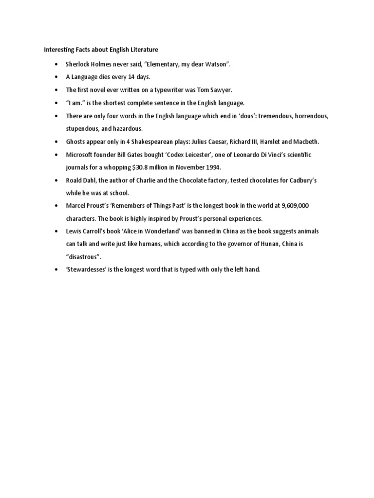 Interesting Facts About English Literature | PDF