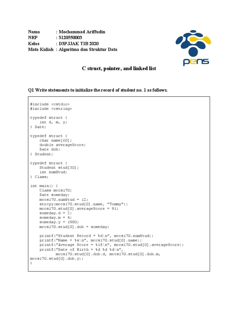 C Struct, Pointer, and Linked List | PDF | C++ | Software Development