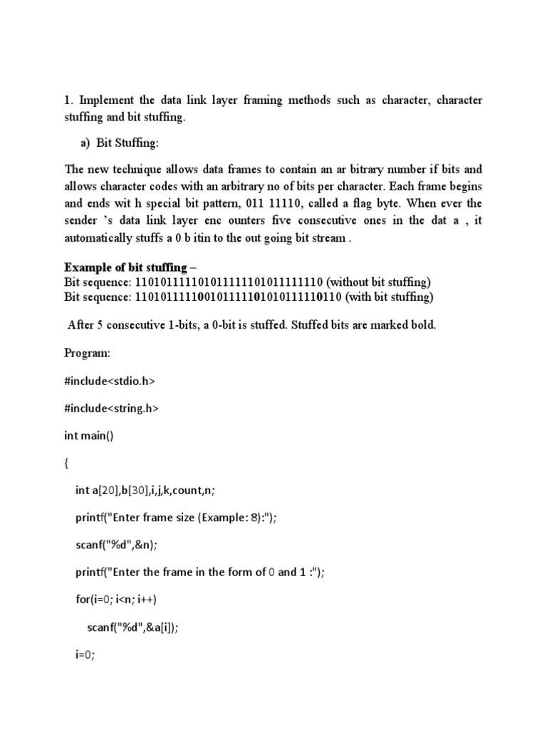 Example of Bit Stuffing | PDF | Computer Standards | Data Transmission