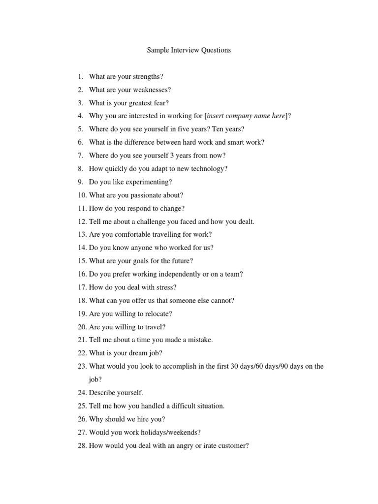 Mock Interview Questions | PDF