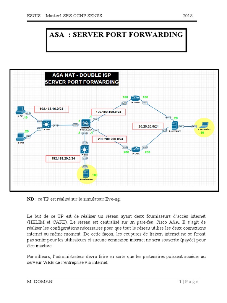 TP - SENSS - ASA Server Port Forwarding | PDF | Adresse IP | l'Internet