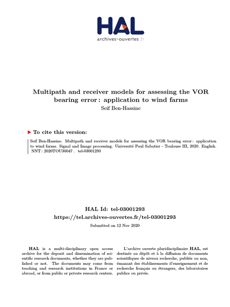 Multipath and Receiver Models For Assessing The VOR Bearing Error | PDF ...