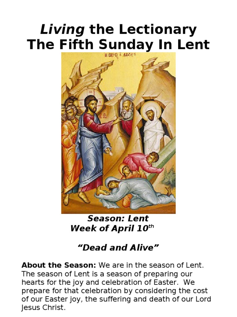 Fifth Sunday in Lent | PDF | Resurrection Of Jesus | Lent