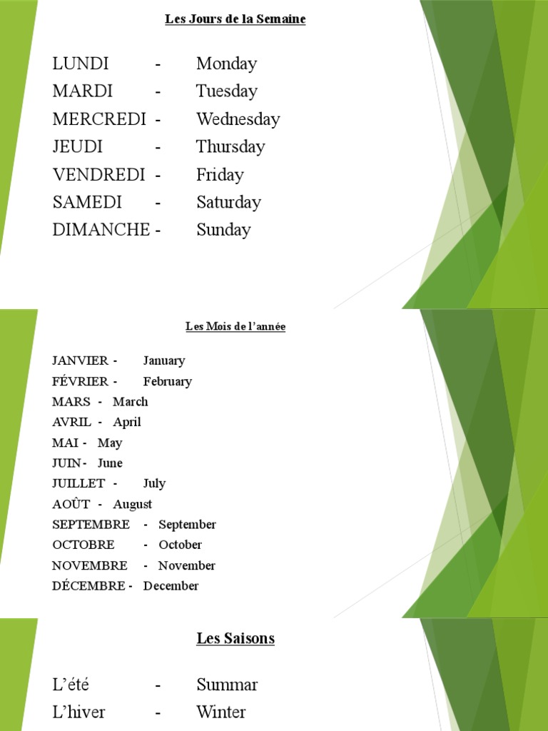 Les Jours, Mois, Saisons, Temps | PDF