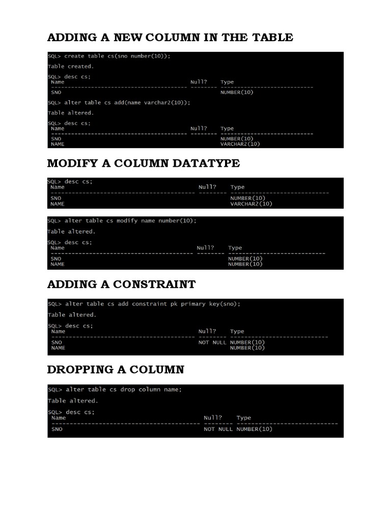 Adding A New Column in The Table | PDF | Teaching Methods & Materials ...