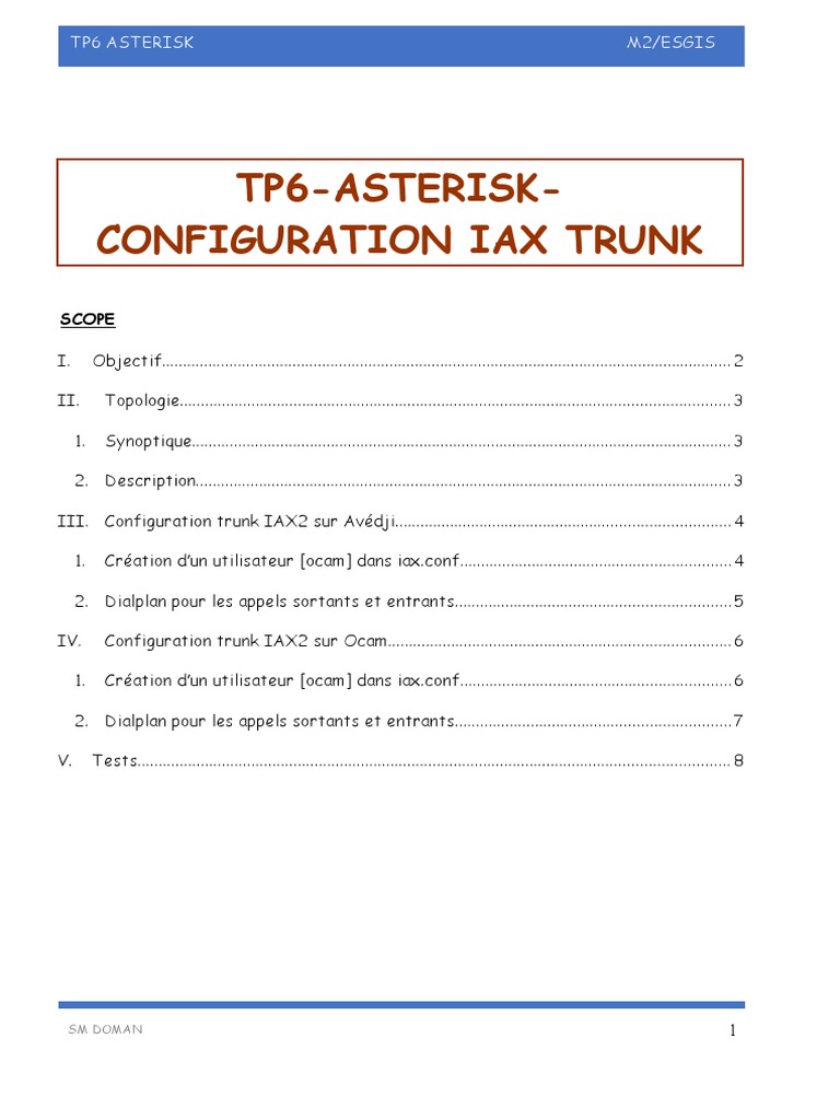 Configuration Trunk IAX2 Asterisk M2/ESGIS | PDF | Protocoles réseau | Logiciel