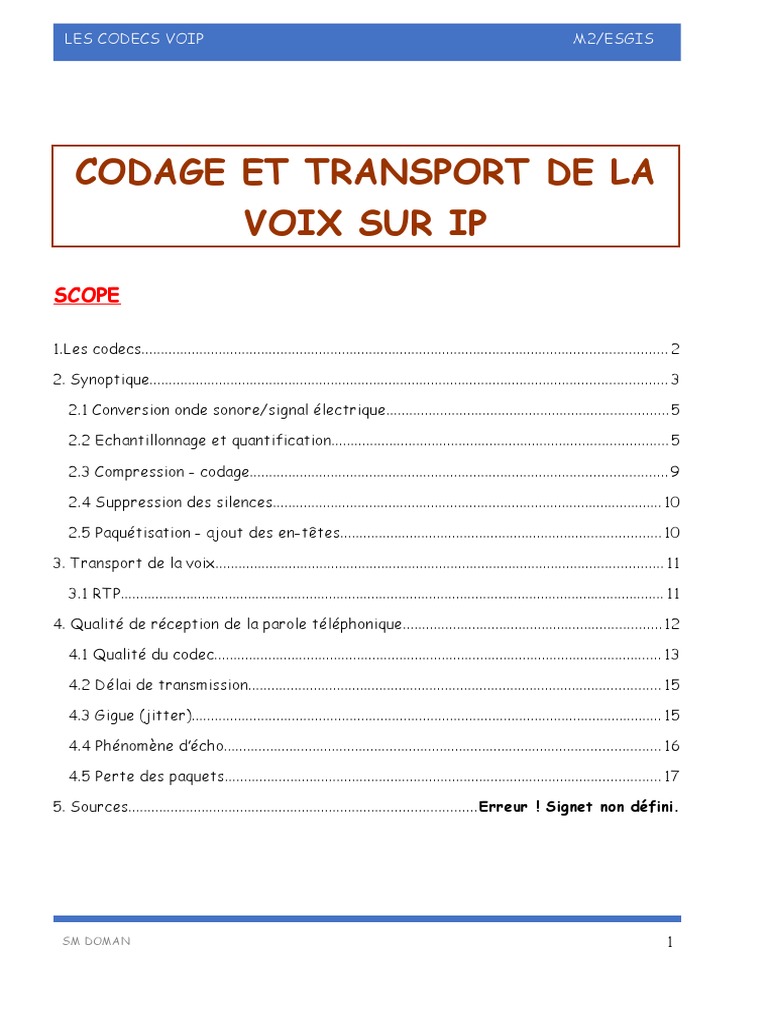 Les Codecs | PDF | Échantillonnage (signal) | Voix sur IP