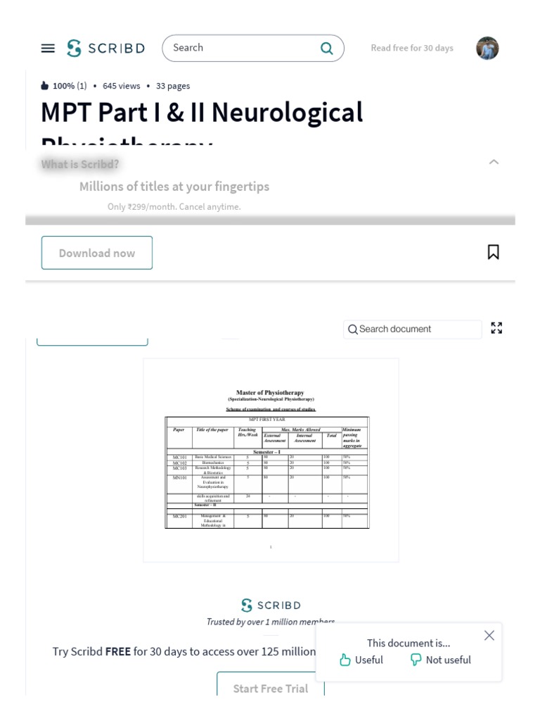 MPT Part I & II Neurological Physiotherapy - PDF - Peripheral ...