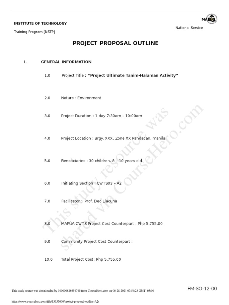 This Study Resource Was: Project Proposal Outline | PDF | Natural ...