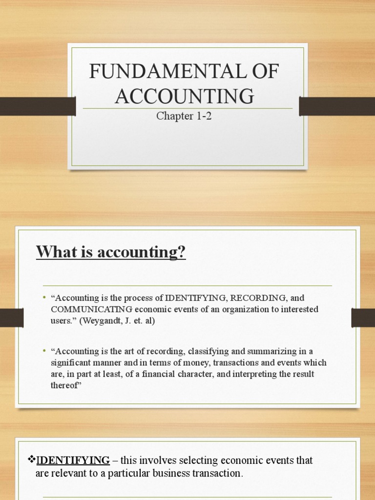 Fundamentals Of Accounting 1 Chapter 1
